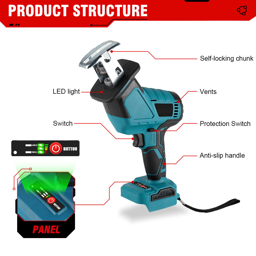 8-Blade Reciprocating Saw cordless electric saw for cutting wood, hand ...