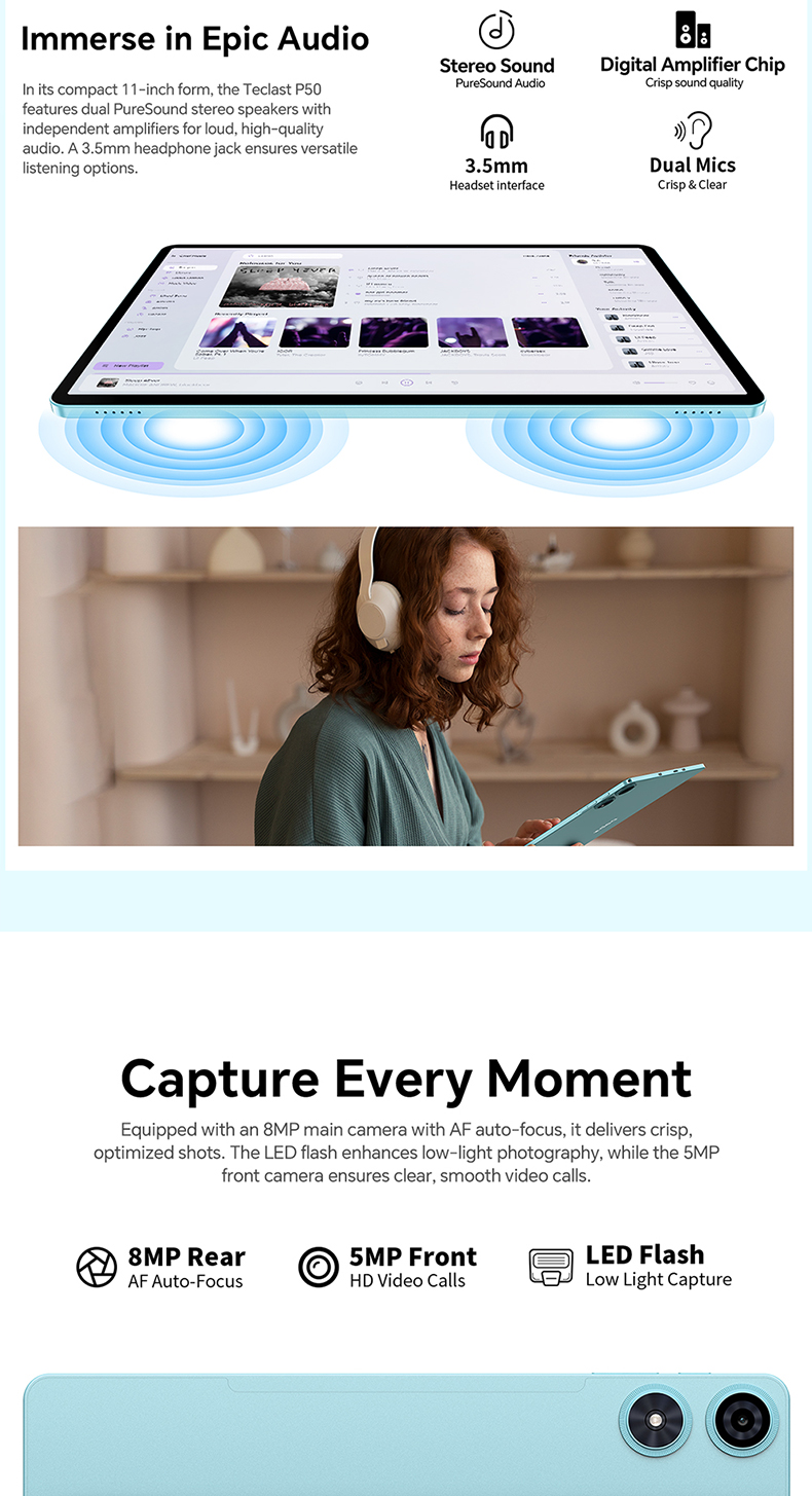 Teclast P50 25New 11" Android 15 Tablet 20GB(8+12) + 128GB Dual SIM ...