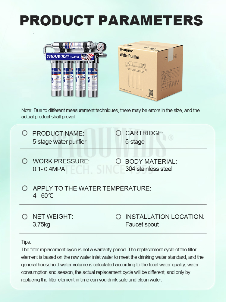 TROUWIDS Water Purifier Filter Alkaline 5 Levels System Complete Set ...