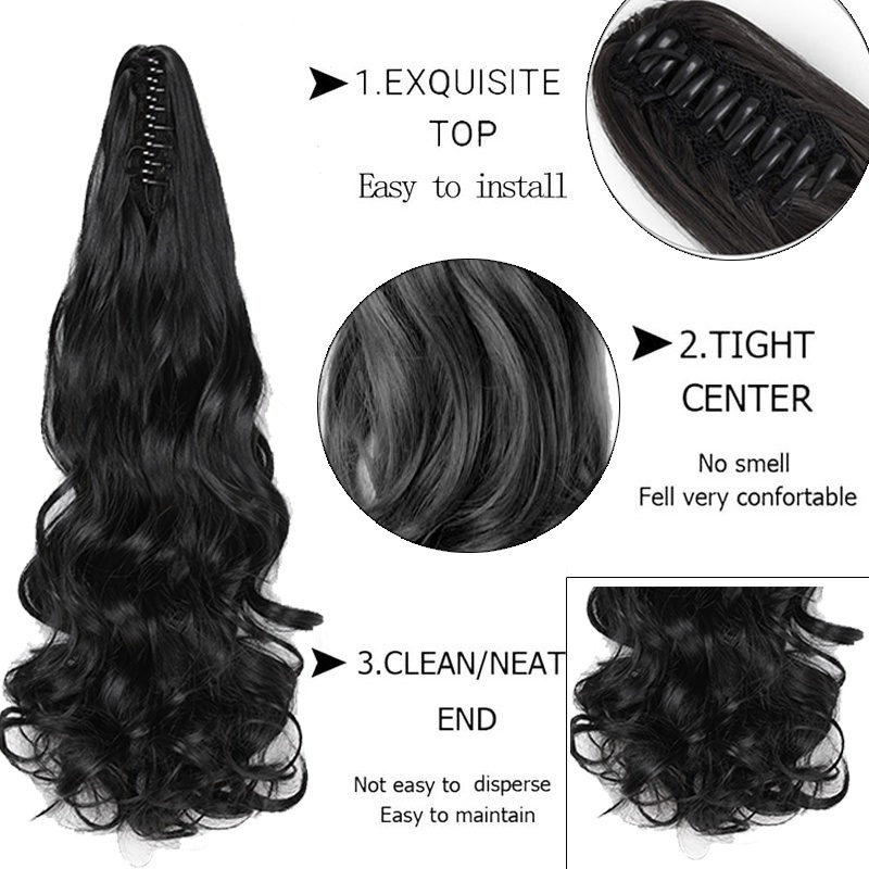 Cod 60cm Long Curly Wig Grab Ponytail Hair Extension Wigs Clam Claw
