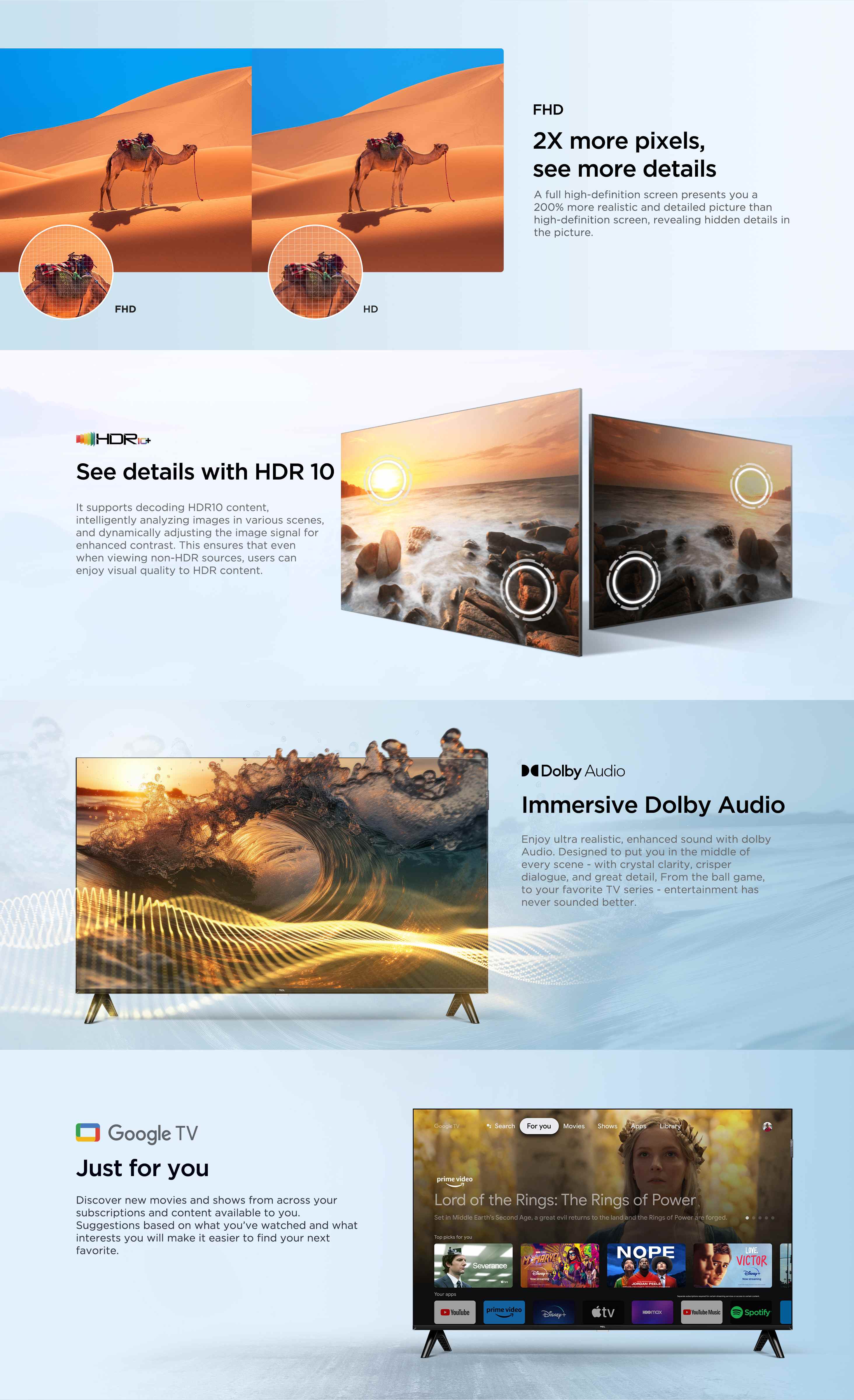 TCL QLED TV 32S5K 32 Inch Google TV - Full HD, HDR10, Dolby Audio, Slim ...