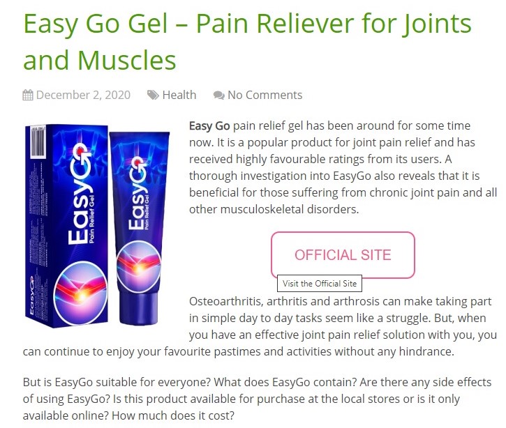 "ORIGINAL" EASY GO Gel for Joint Pain and Body Pain Relief Gel 50g | Shopee Philippines