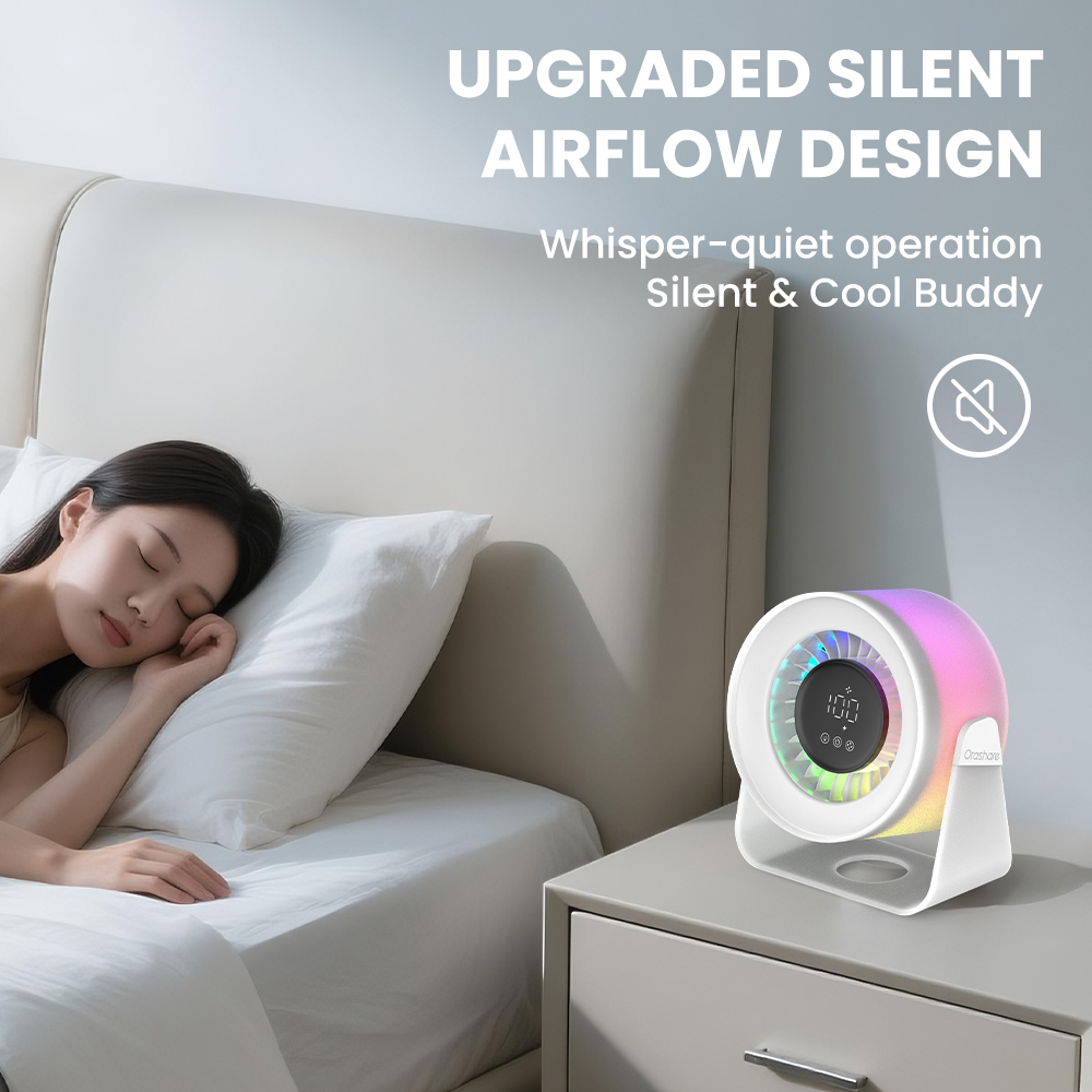 Orashare DF03Max Desktop Fan with RGB Light 1-100 speed Wind 3000mAh ...