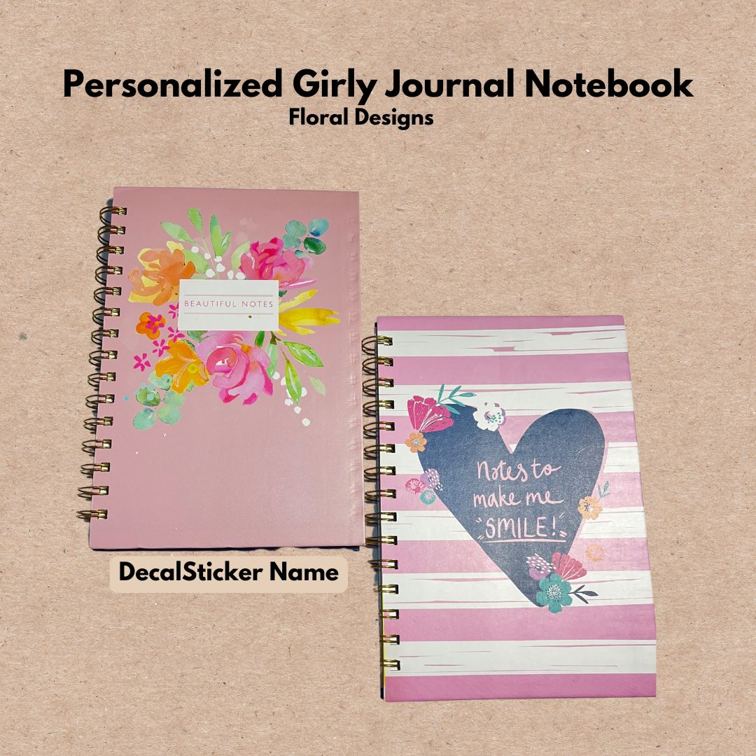 Personalized A5 Girly Journal Notebook Spiral Marble Floral Design Gift ...