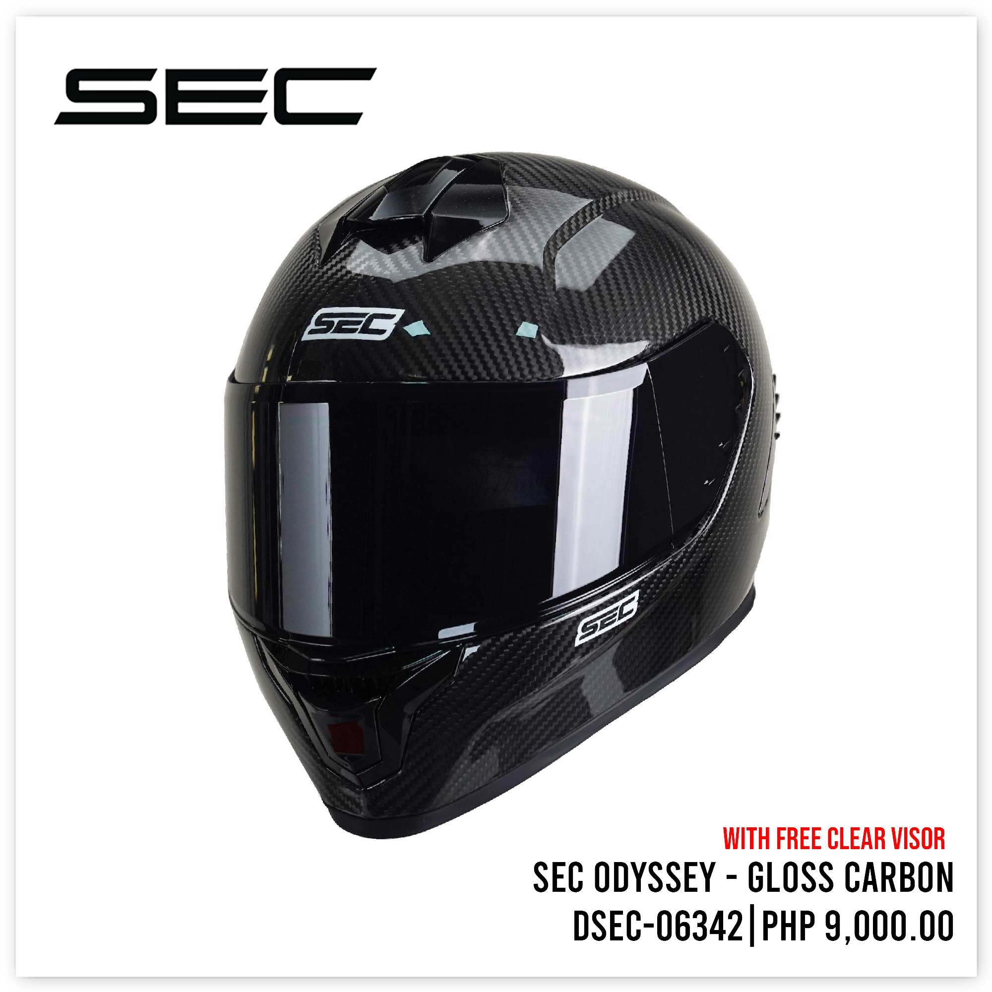 Sec Full Face Helmet For Motorcycle Carbon - Odyssey Gloss (M-XL ...
