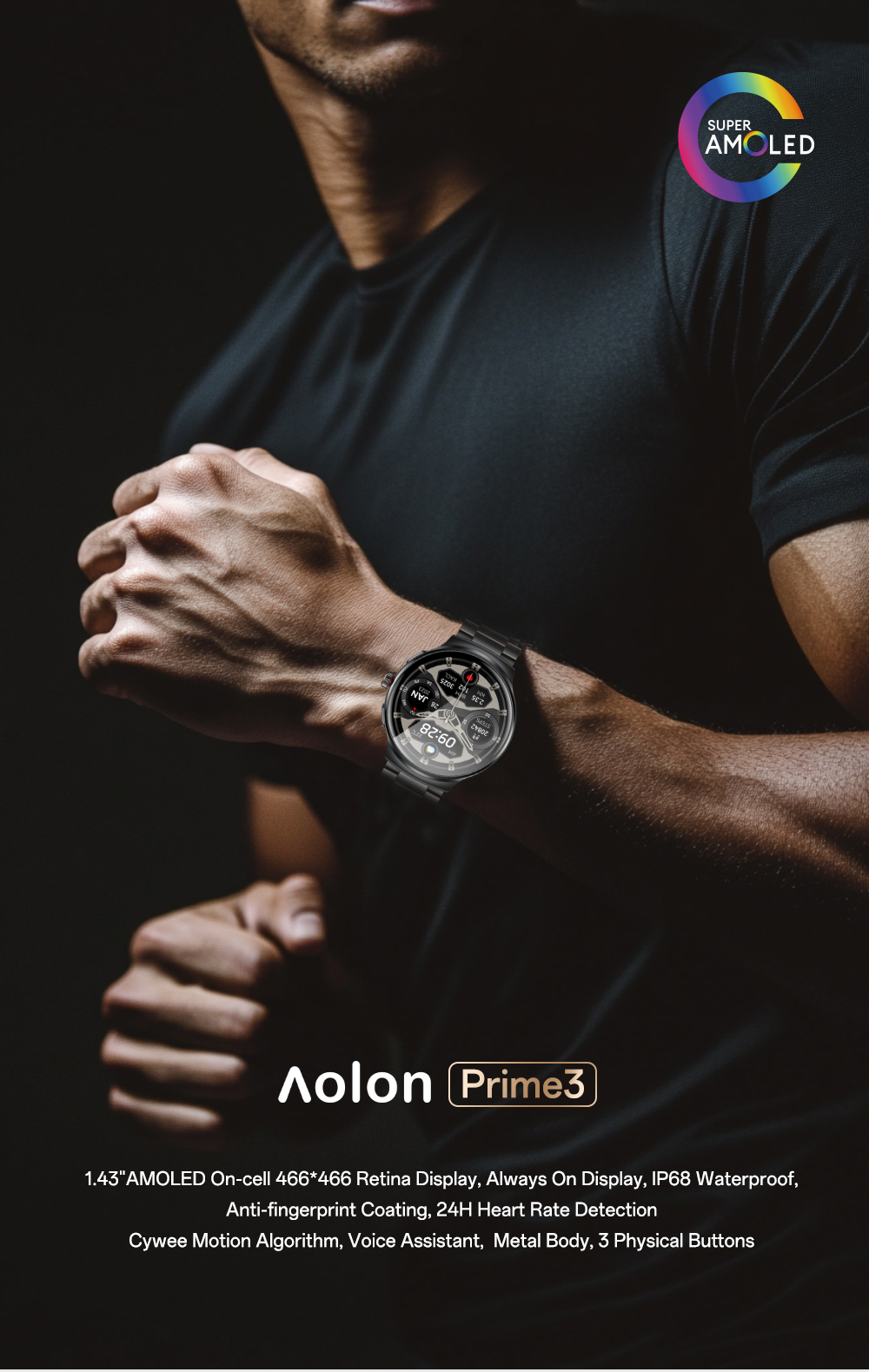 Huafit Aolon Prime 3 Smart Watch Original AMoled Running Pace Strava ...