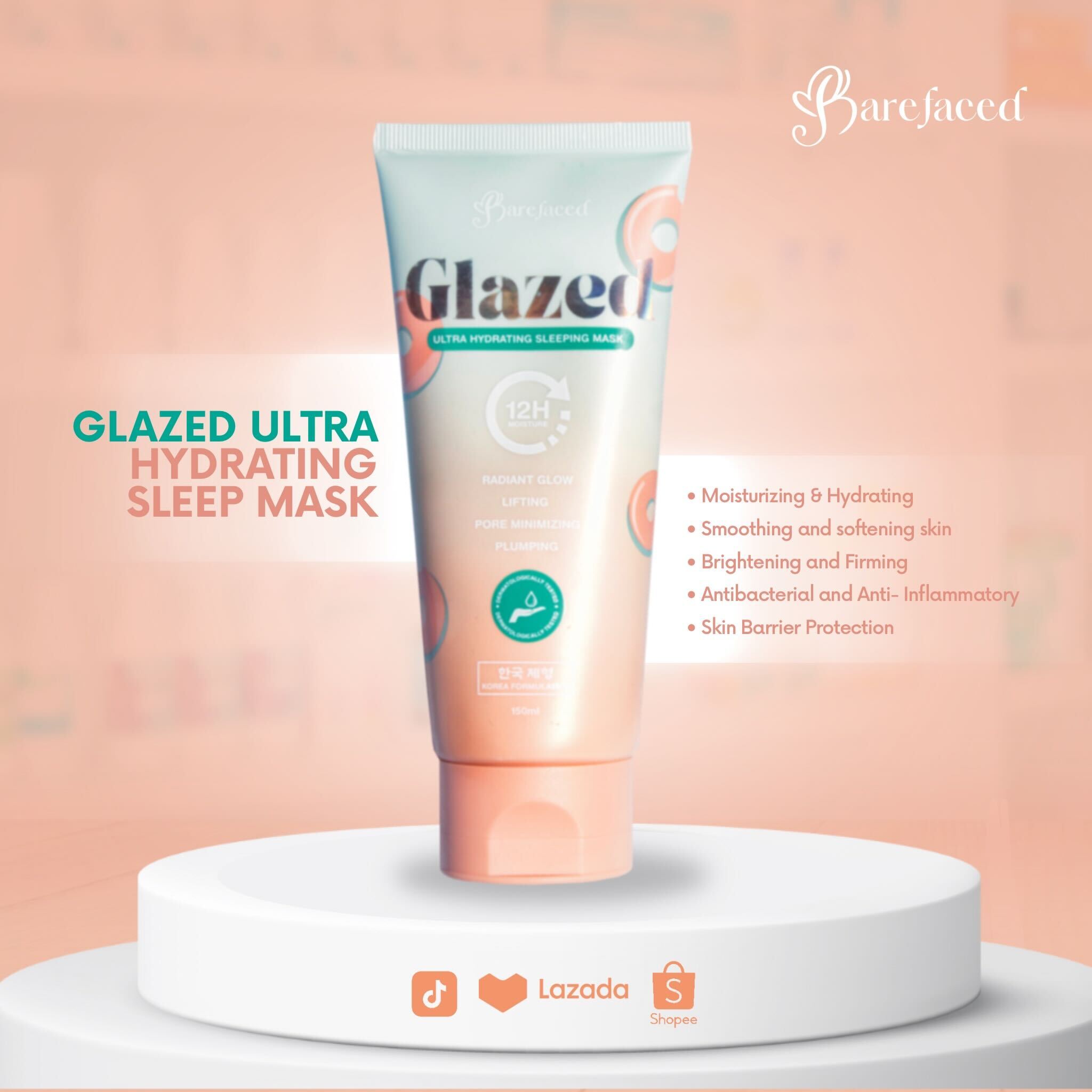 BAREFACED Glazed Utra Hydrating Sleeping Mask Moisturizer 250g | Shopee Philippines