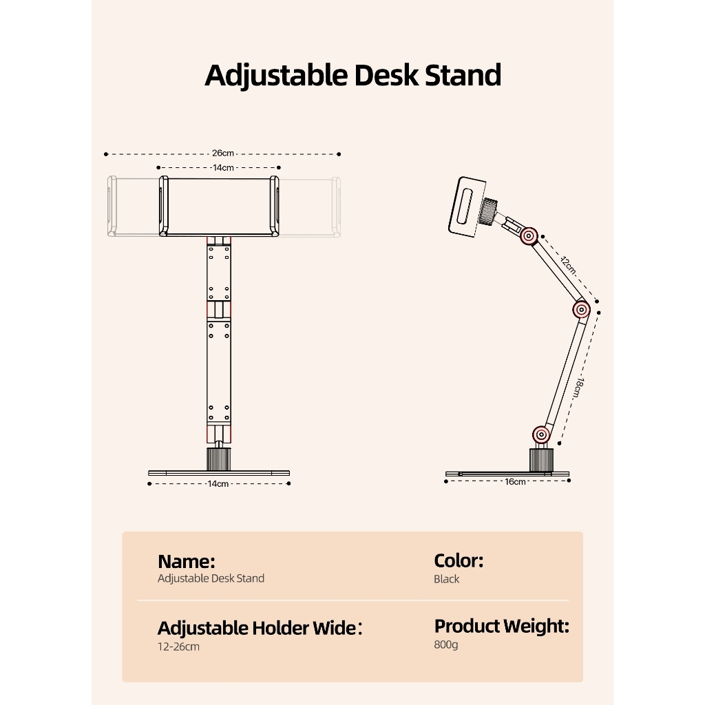 Desktop Tablet Stand 360° Adjustable Rotating Stand Desktop Portable ...