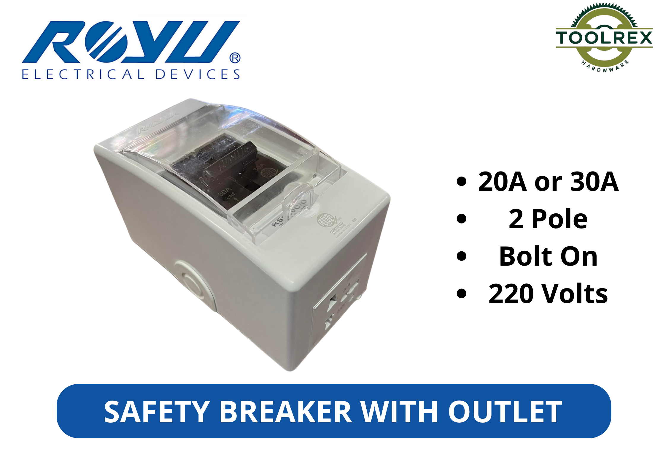 ROYU SAFETY BREAKER W/ OUTLET & ENCLOSURE | Shopee Philippines