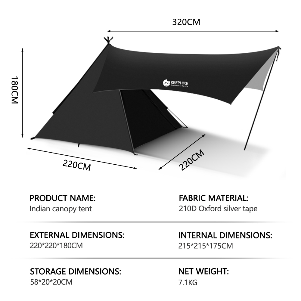 KEEPHIKE tent canopy set outdoor camping one room and one living room ...