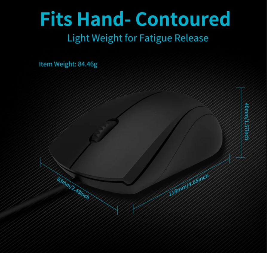 Rapoo N1600 Ergonomic Design Silent Wired Mouse 1000 DPI | Shopee ...
