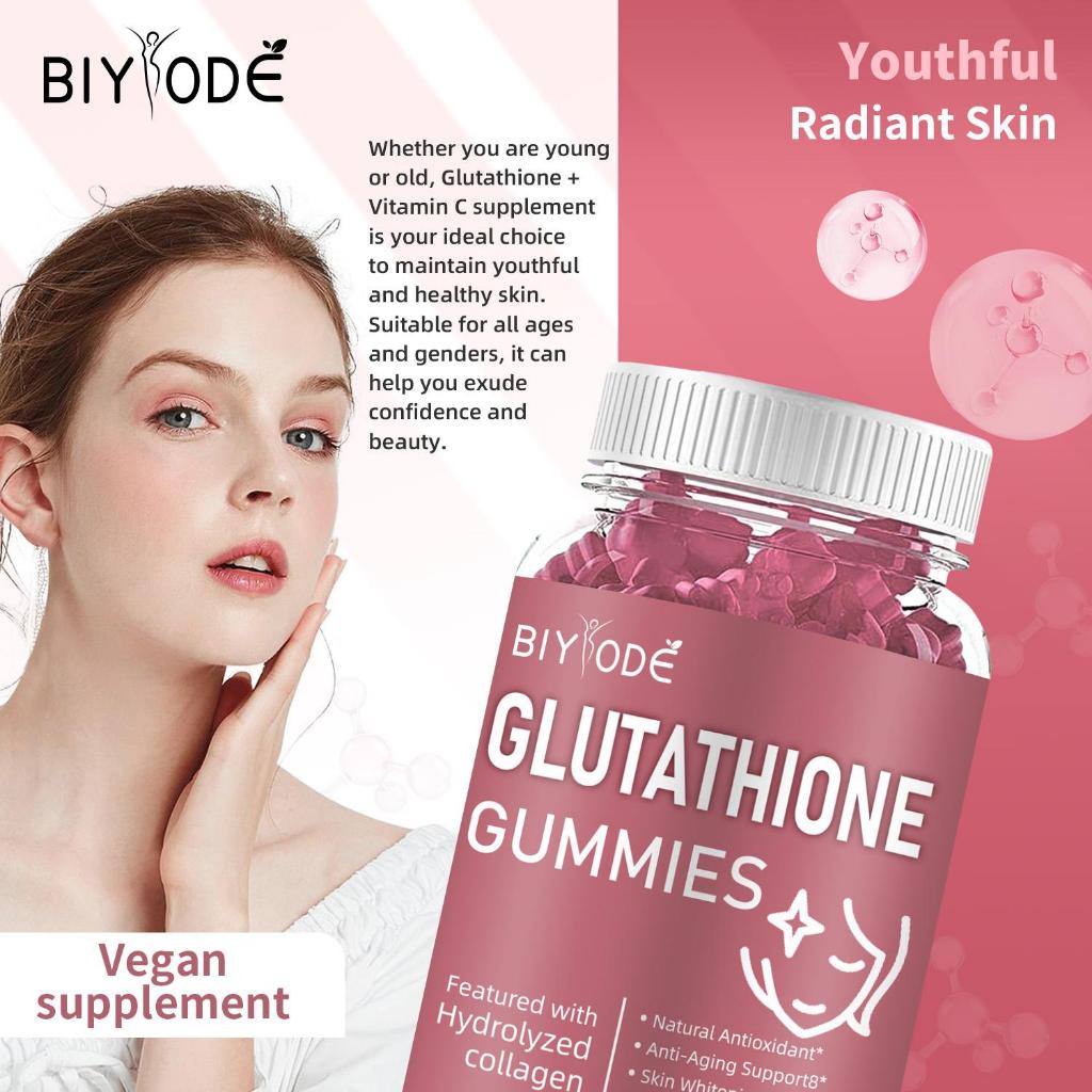24h-BIYODE Glutathione Collagen Gummies Whitening Glow Anti-Aging ...