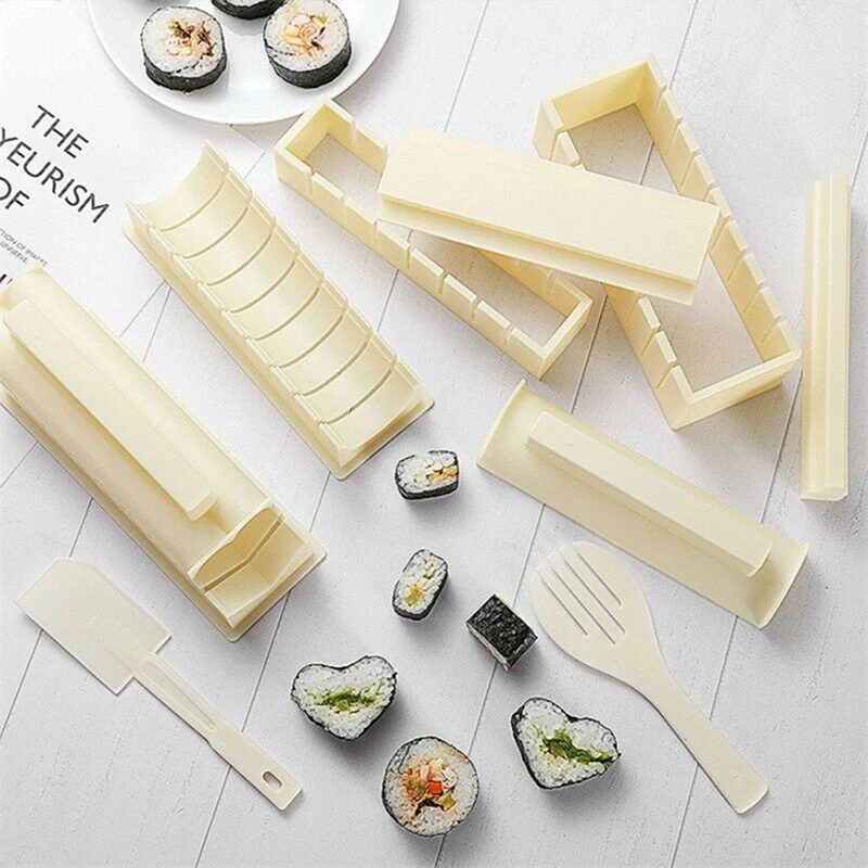 10 Pcs Japanese Sushi Maker Equipment Kit Rice Ball Cake Roll Mold ...