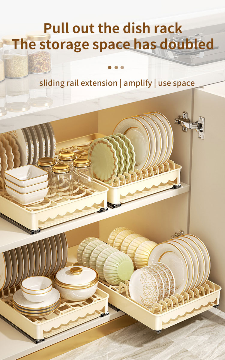 Kitchen Dish Rack Pull Out Dish rack Pull Out Drainer Tray Plate ...