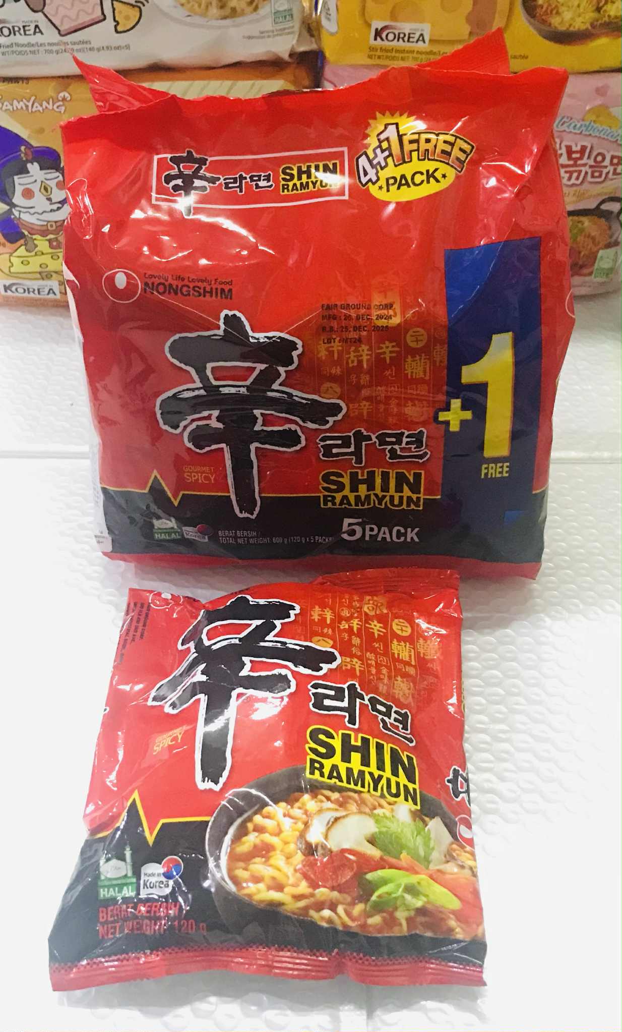5PCS/1PACK SHIN RAMYUN Instant Noodles Spicy Soup/Ramen Korean Noodles ...