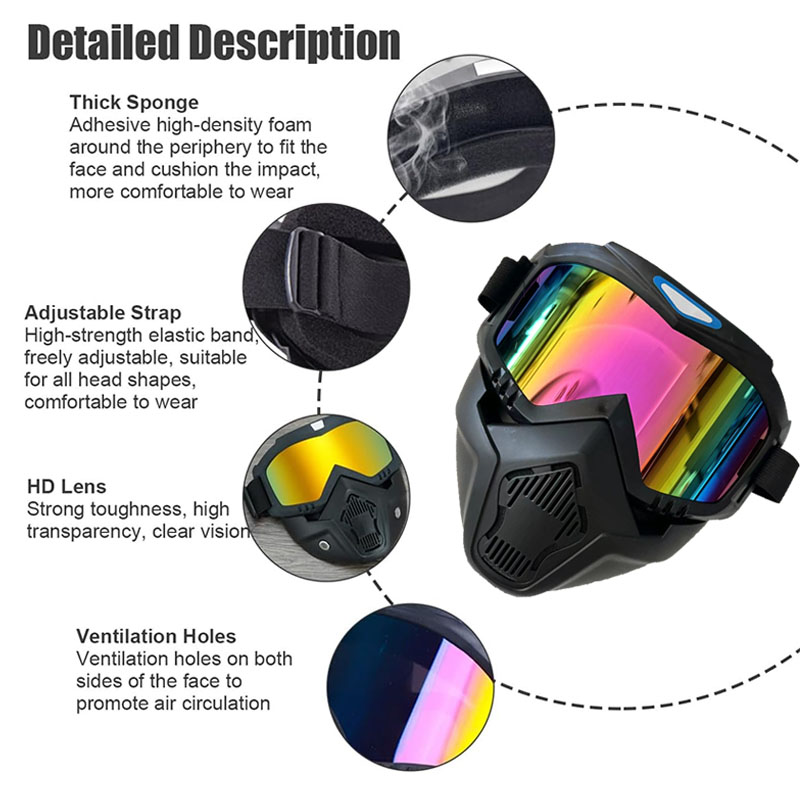 Motorcycle Goggles Mask Helmet goggles Removable Open Half Face ...