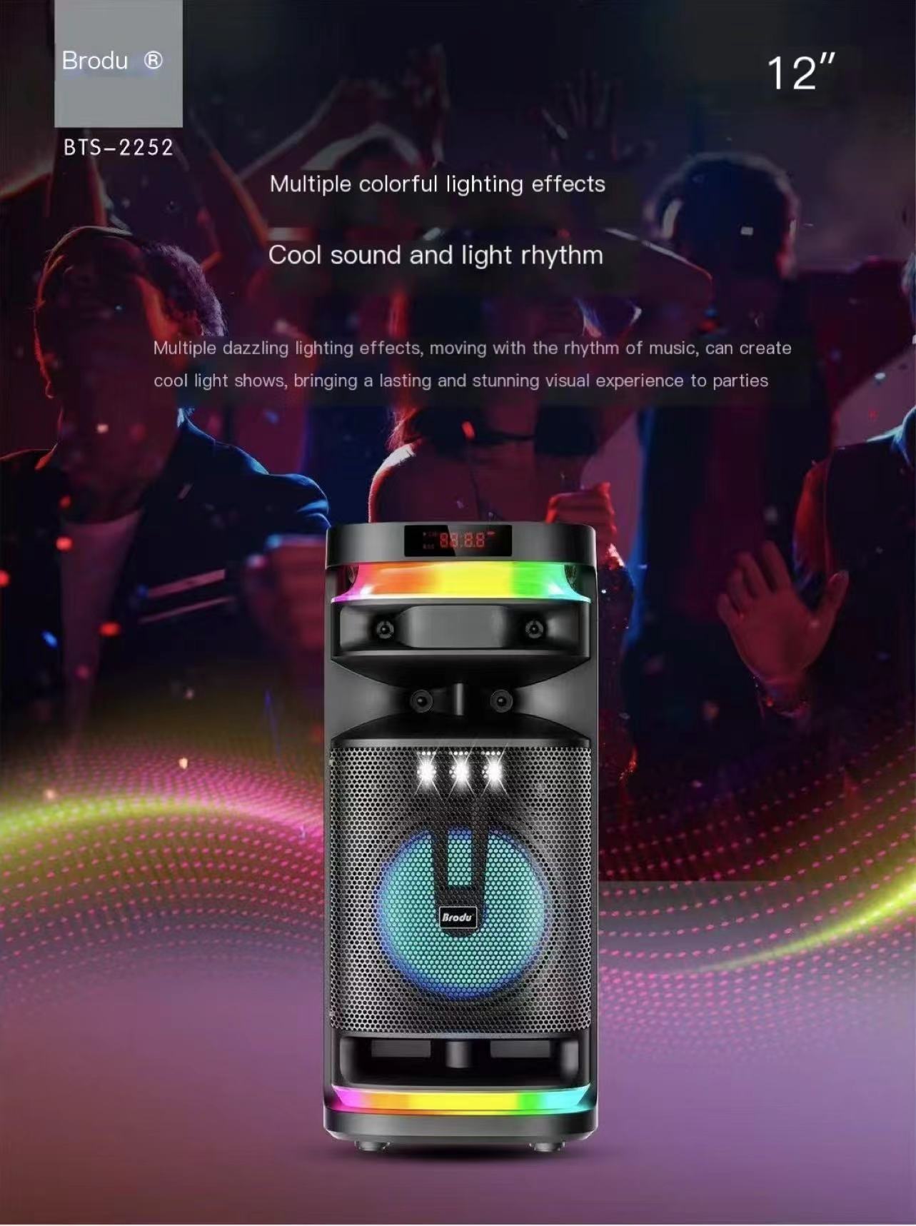 Brodu BTS-2252 12 Inch Portable Dual professional levelkaraoke Wireless ...