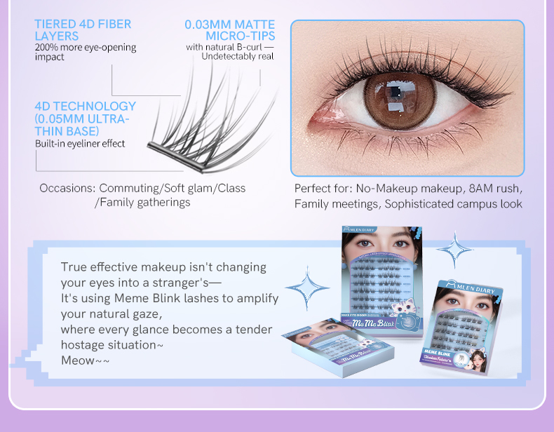MLEN DIARY False Eyelashes With Glue Segmented Cluster Lashes Reusable ...