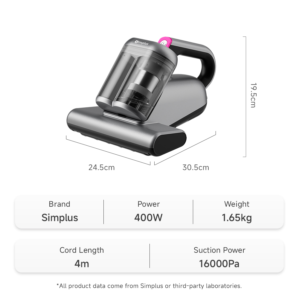Simplus Dust Mite Vacuum Cleaner For Bed Dual Cups With UV Sterilization Mite Removal | Shopee ...