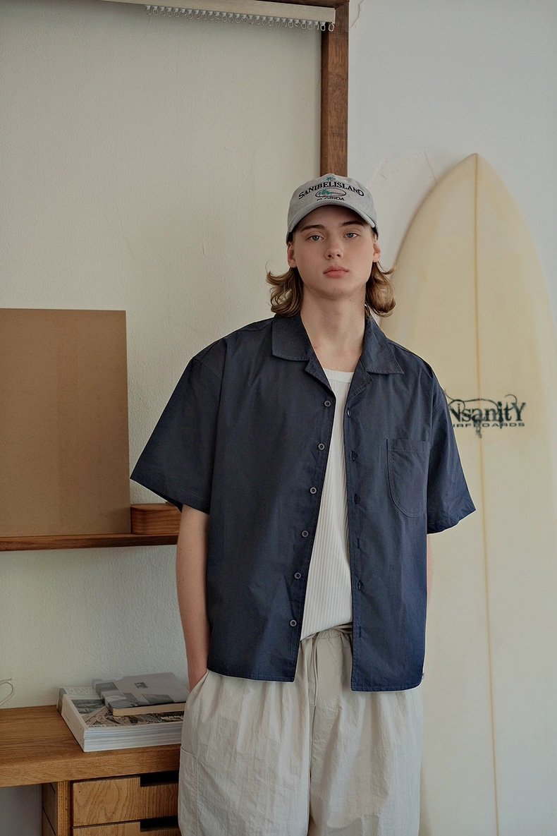 HUILISHI Box Fit Polo for Men Crop Top short-sleeved Cuban collar Flat ...