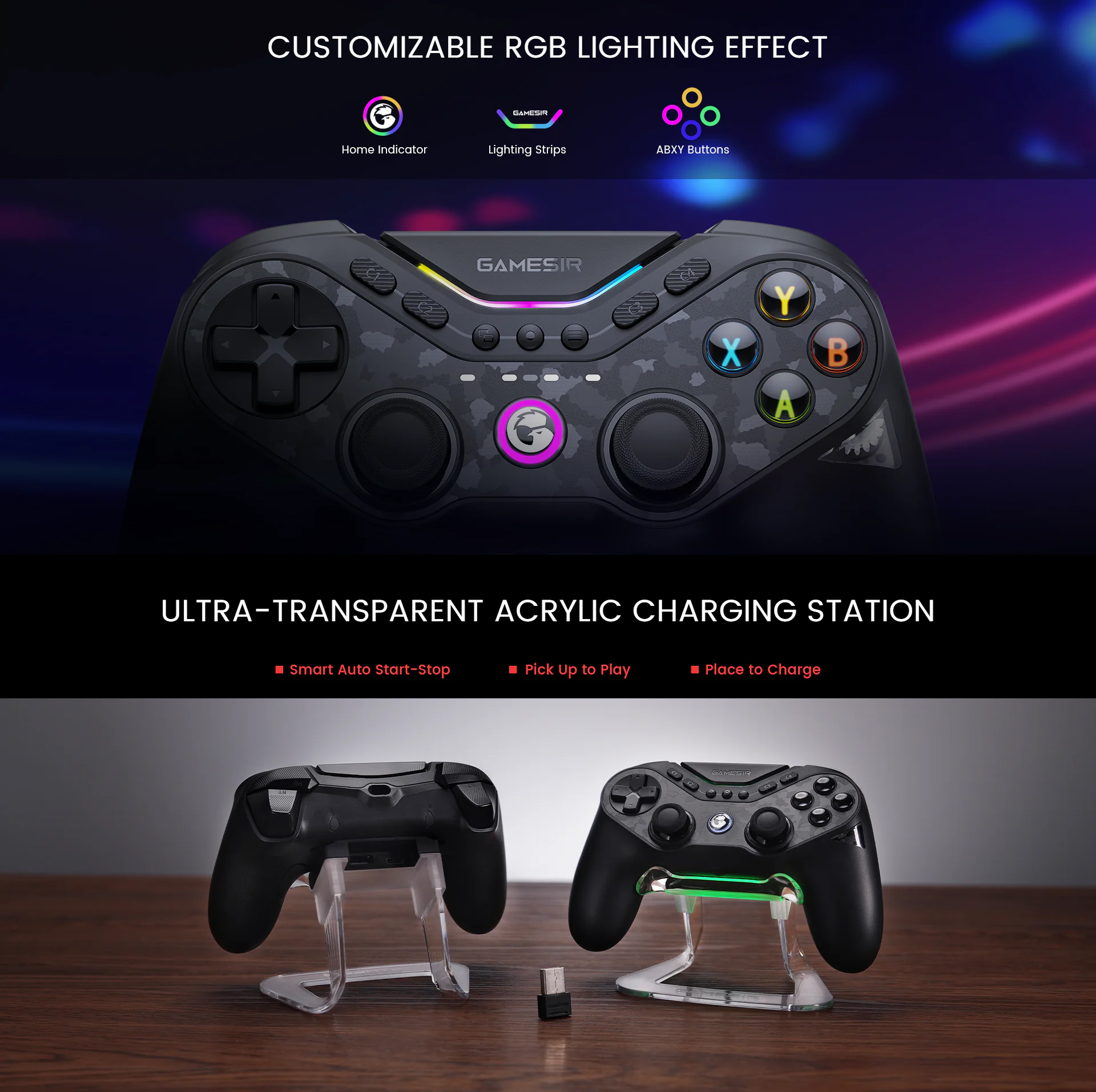 GameSir Tarantula Pro Multi-Platform Wireless Symmetric Pro Controller Charging Station Edition ...