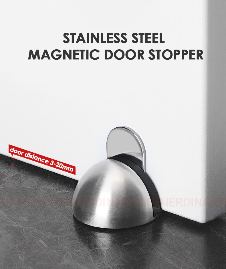 Door Stops Stainless Steel Rubber Magnetic Door Stopper Non Punching ...