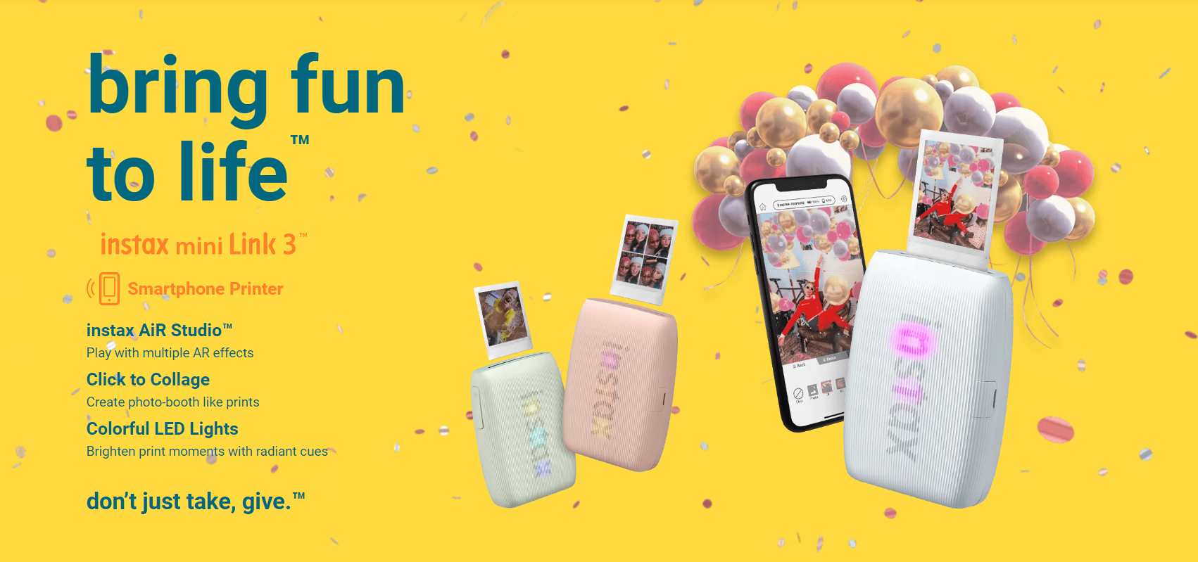 FUJIFILM Instax Mini Link 3 Smartphone Printer with 3D AR Effect ...