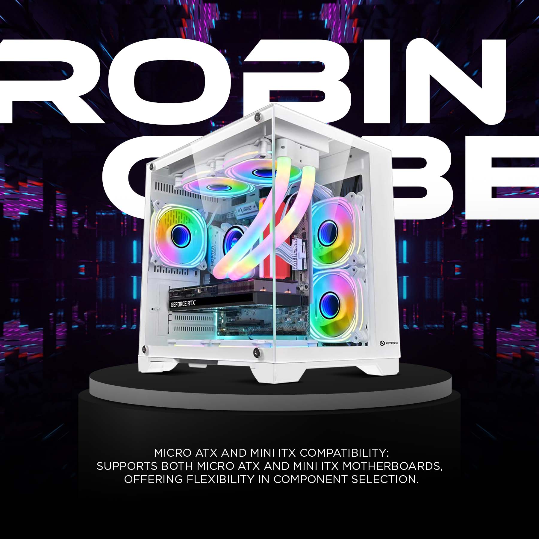 KEYTECH Robin Cube DUAL CHAMBER CASE MICRO ATX MINI ITX Computer Case ...