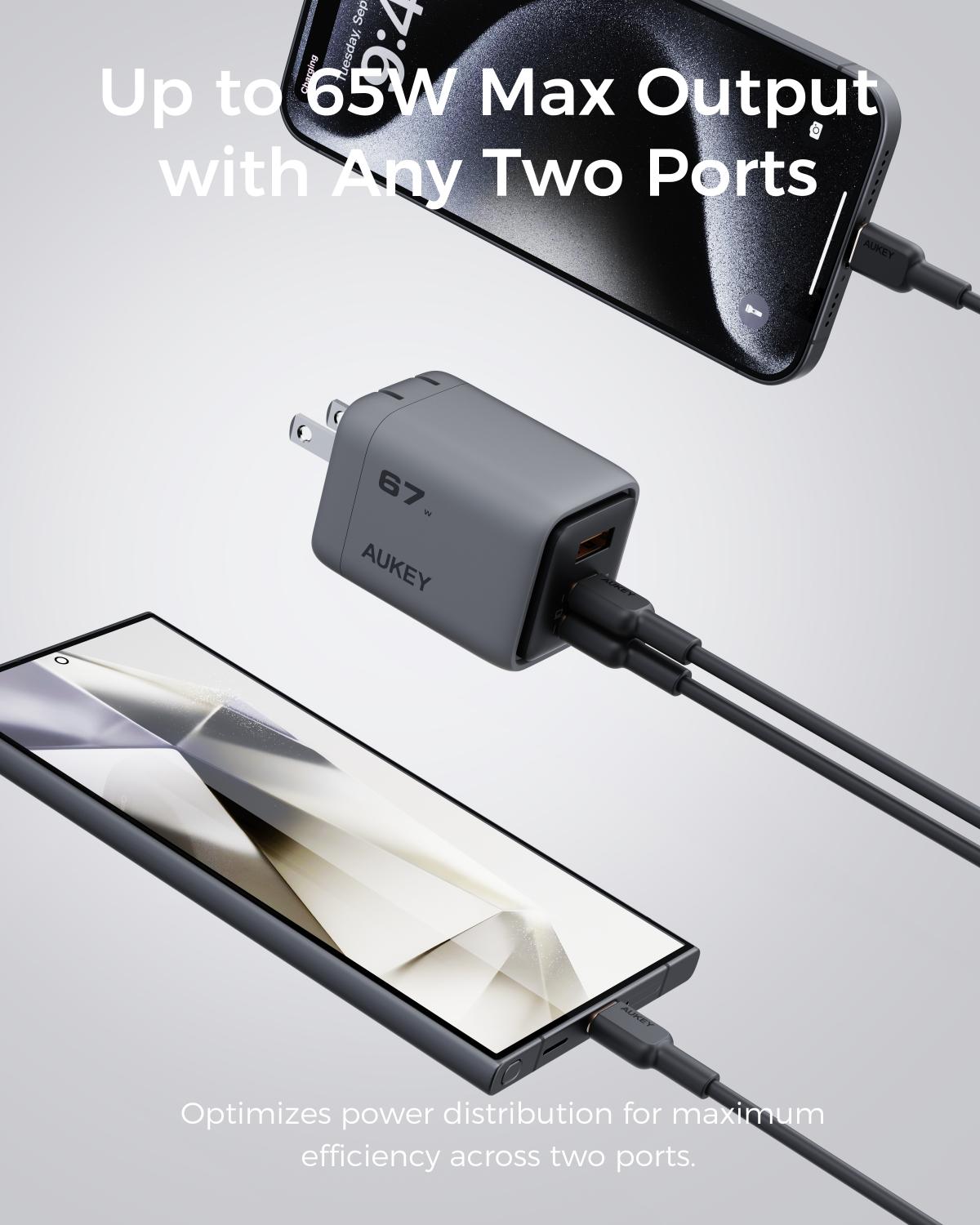 AUKEY Comet Mix 3 - 30W/45W/67W/100W Ultra-Compact PD Wall Charger with ...