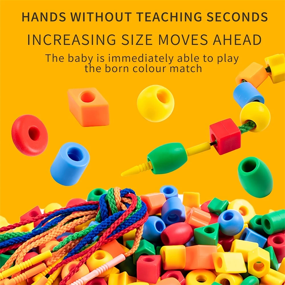 Lacing Beads Kids String Beads Toy Rope Threading Toys Montessori Fine ...