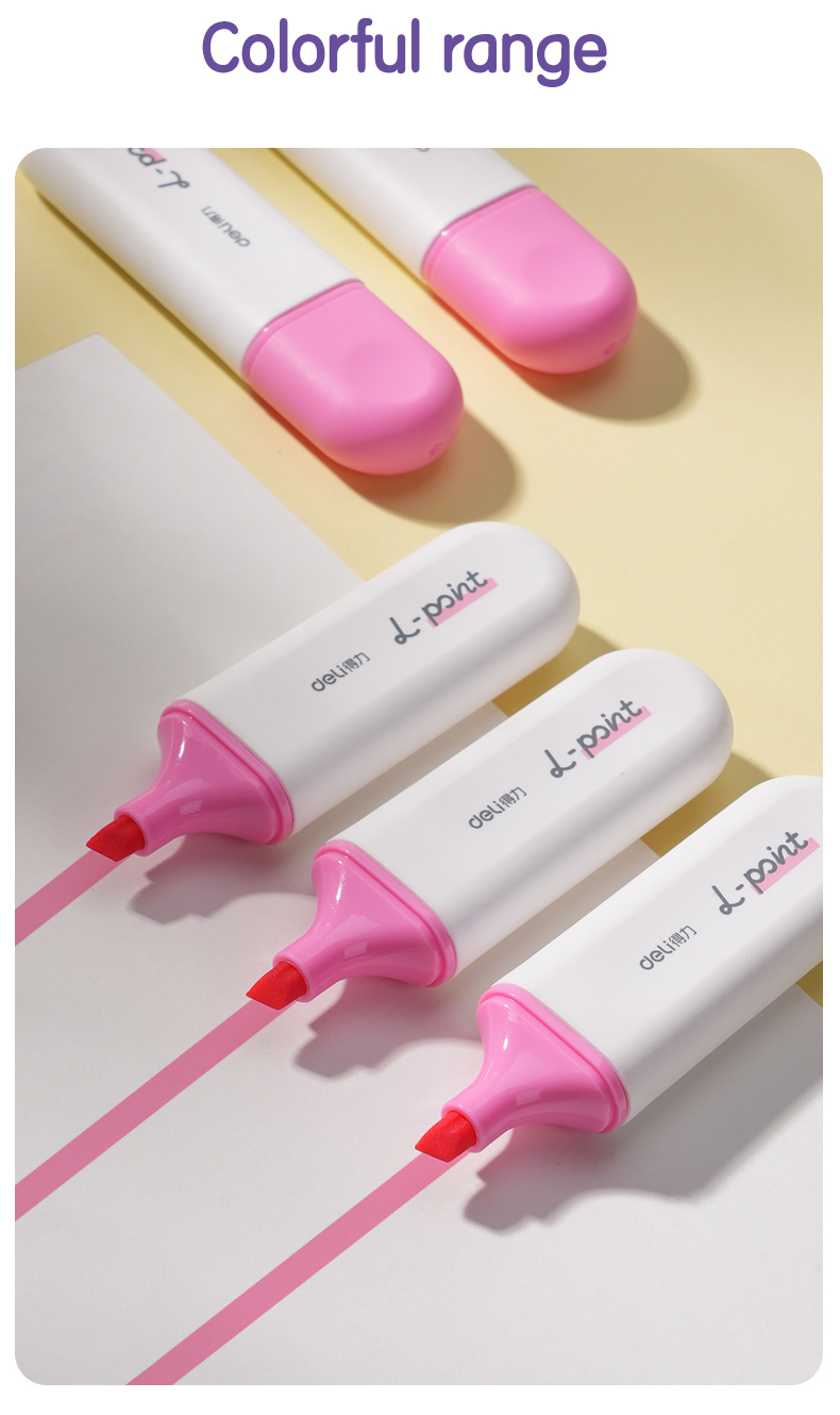 Deli 7 Colors Highlighter Pen Cute Stationery Bright Color Highlighter ...