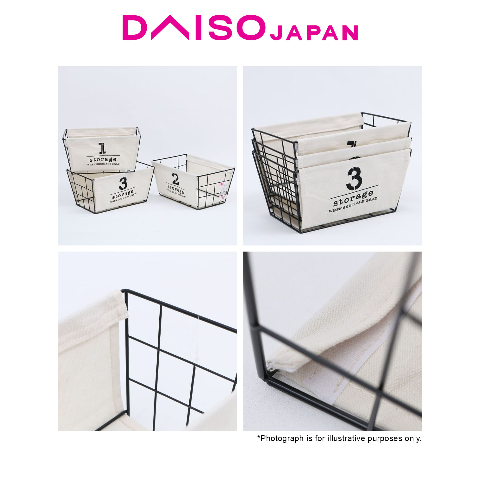 Daiso Wire Fabric Basket with No.2 Design | Shopee Philippines