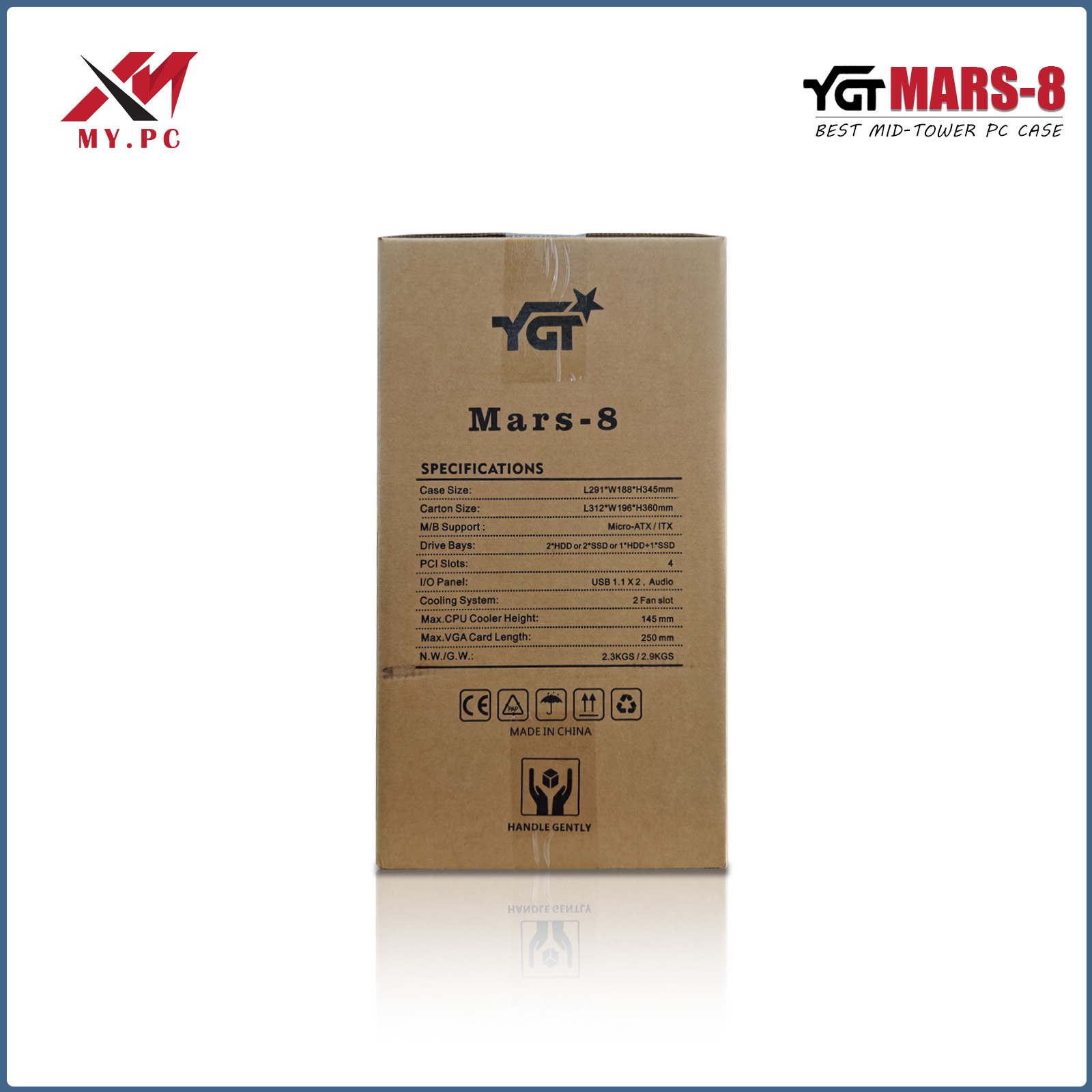 YGT Mars 8 PC CASE With PSU Generic Case Mars series Micro-ATX/ITX ...