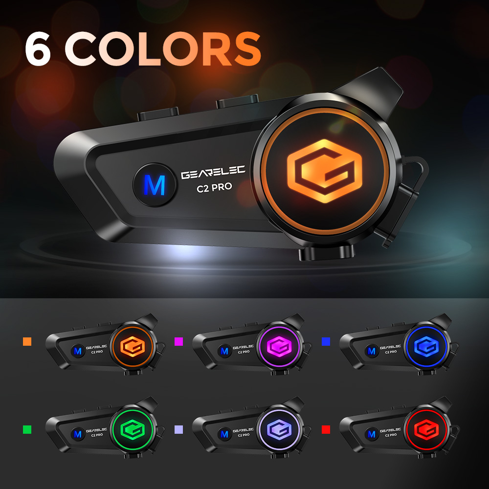 GEARELEC C2 Pro Motorcycle Helmet Intercom Headset 2 Riders For Music ...