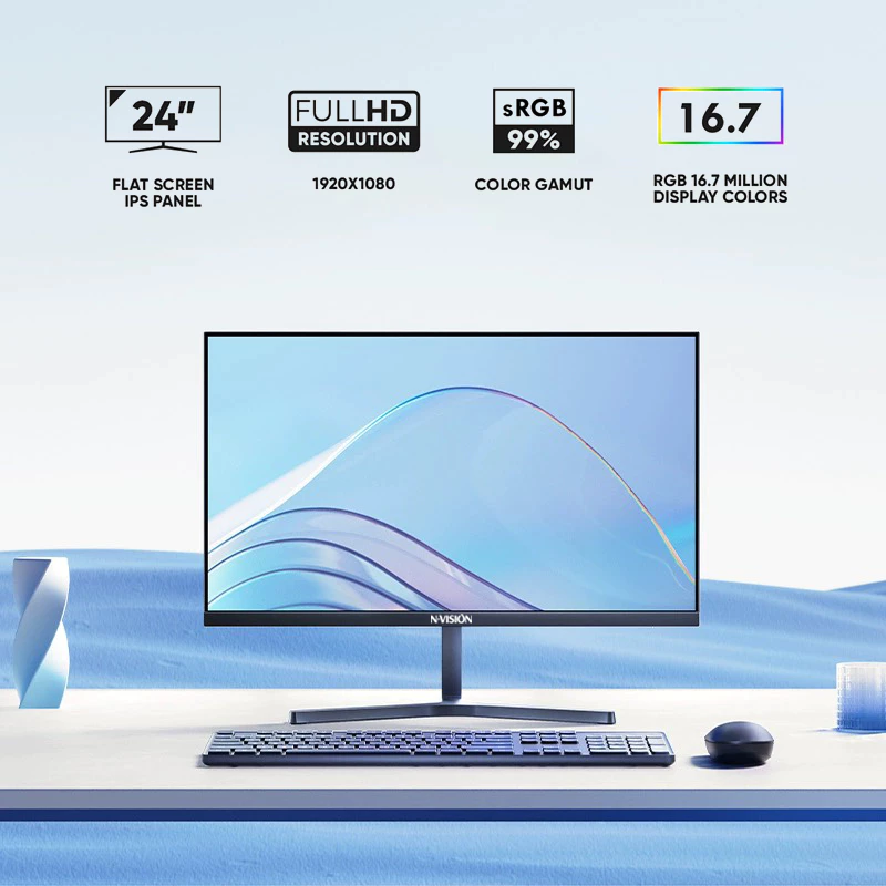 Nvision N2455-PRO 24 Inch IPS Monitor 100Hz Frameless Flat FHD Gaming ...