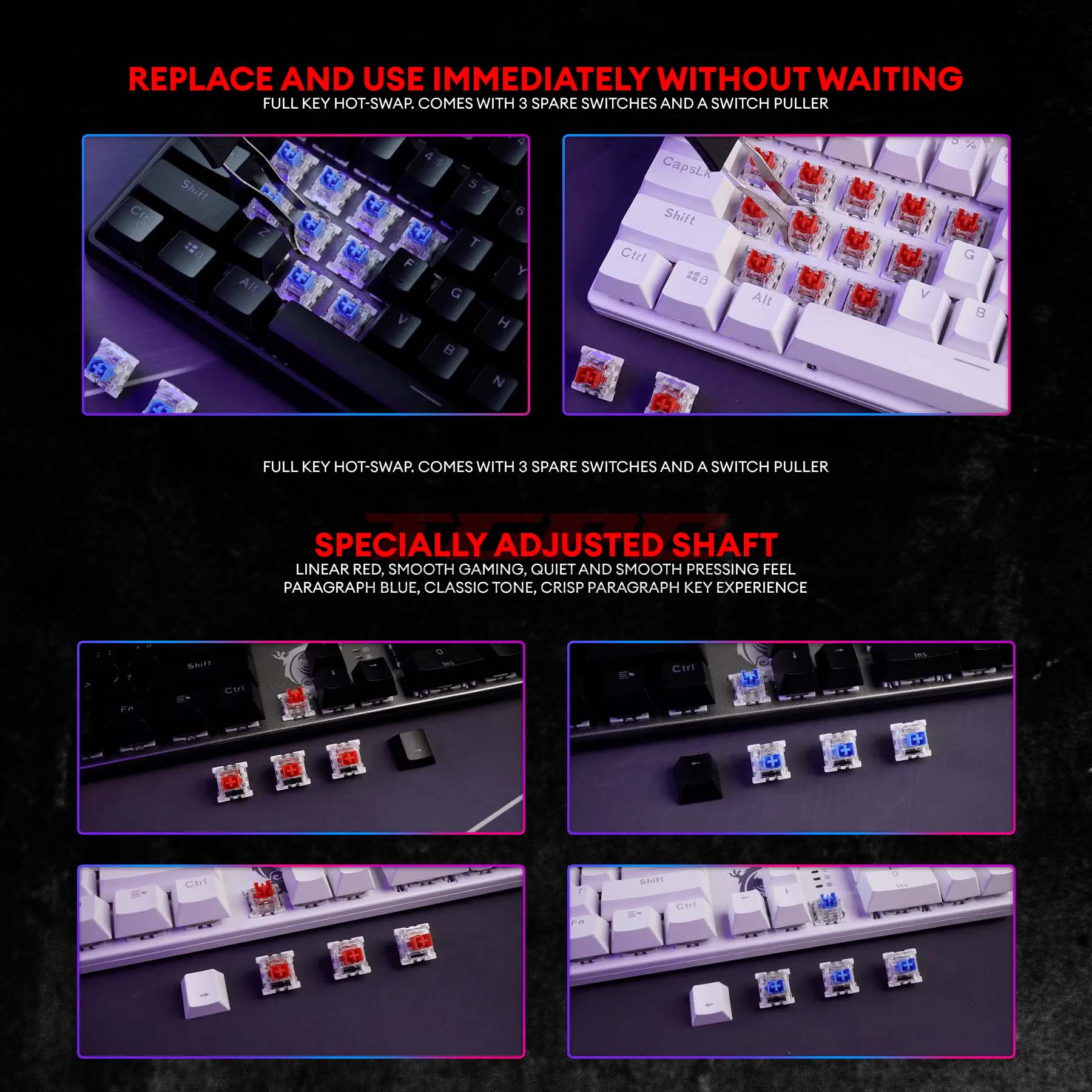 MSI VIGOR GK50Z & VIGOR GK50Z V2 Gaming Mechanical Keyboard RGB Light ...