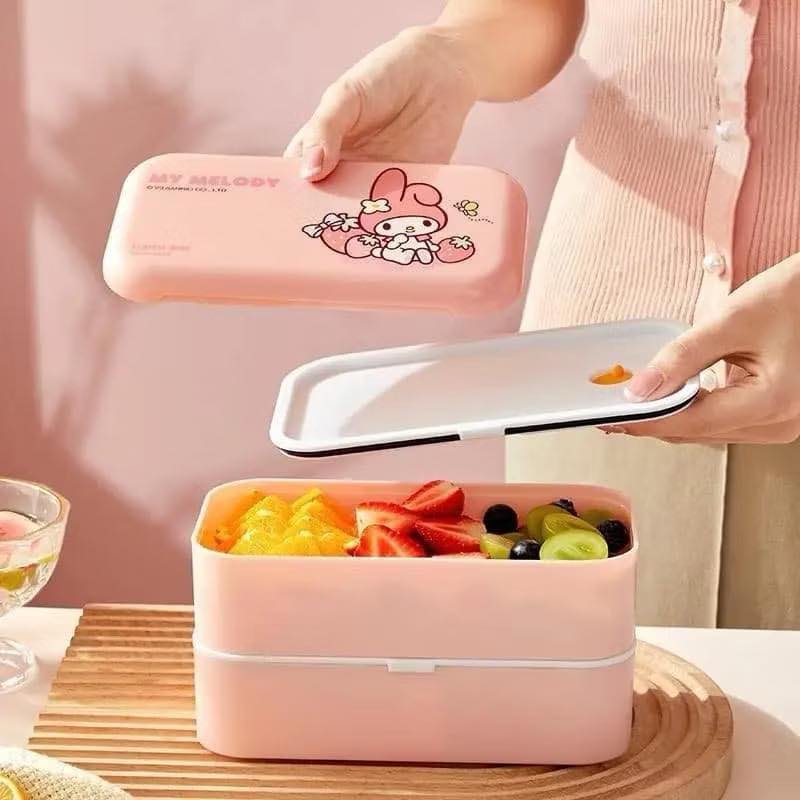 CQW.NO1 1L Sanrio Hello Kitty Bilayer Lunch Box Cartoon My Melody ...