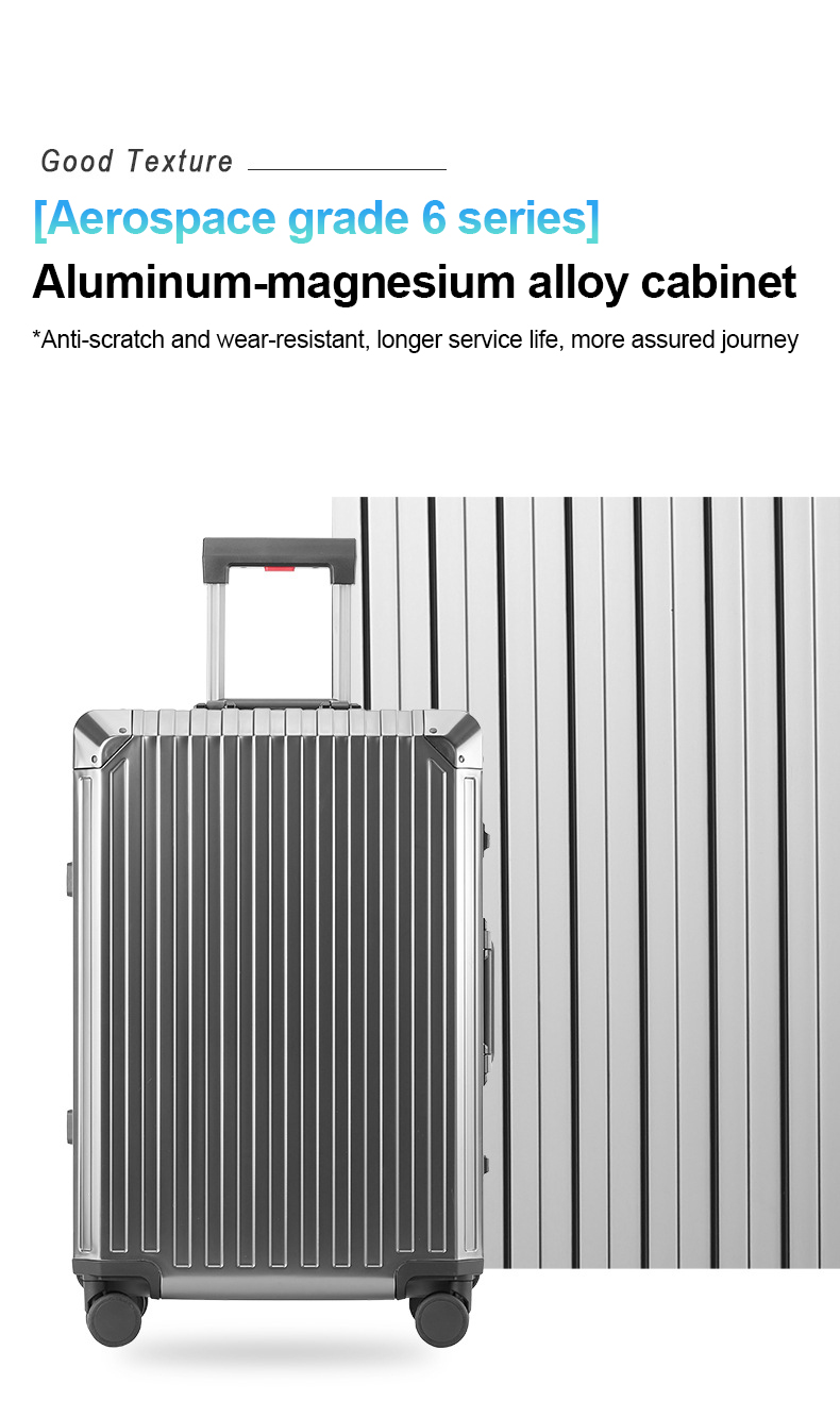 CHARLES All aluminum suitcase trolley case multi-wheel suitcase ...