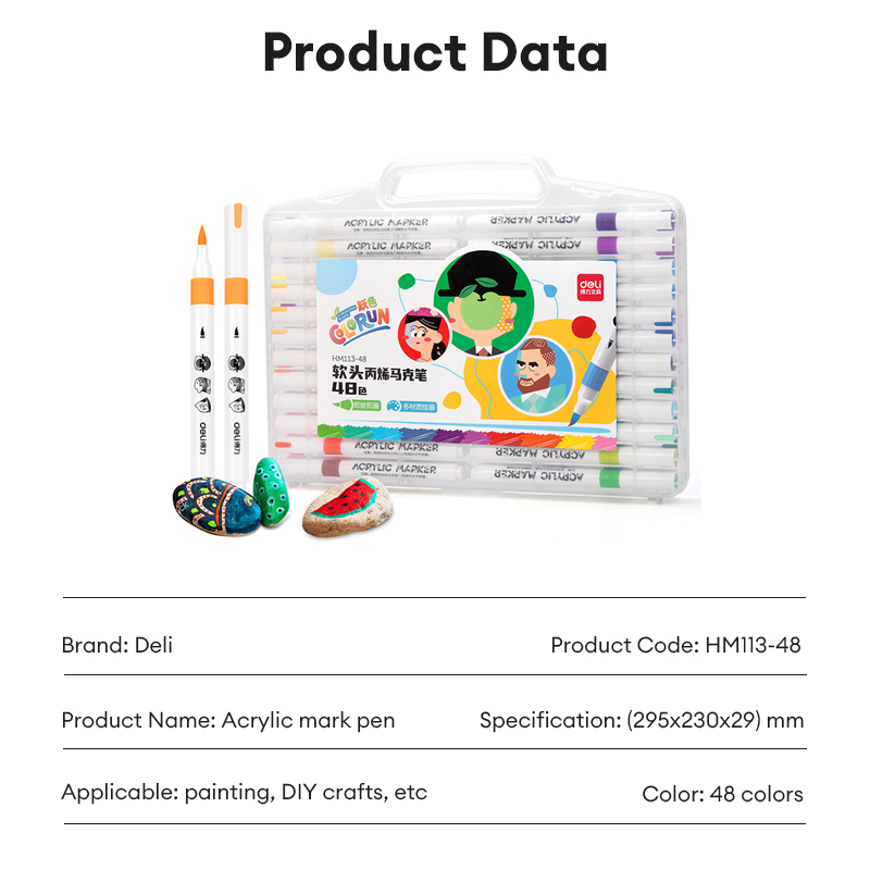 Deli 12/24/36/48 Colors Acrylic Mark Pen HM113 | Shopee Philippines