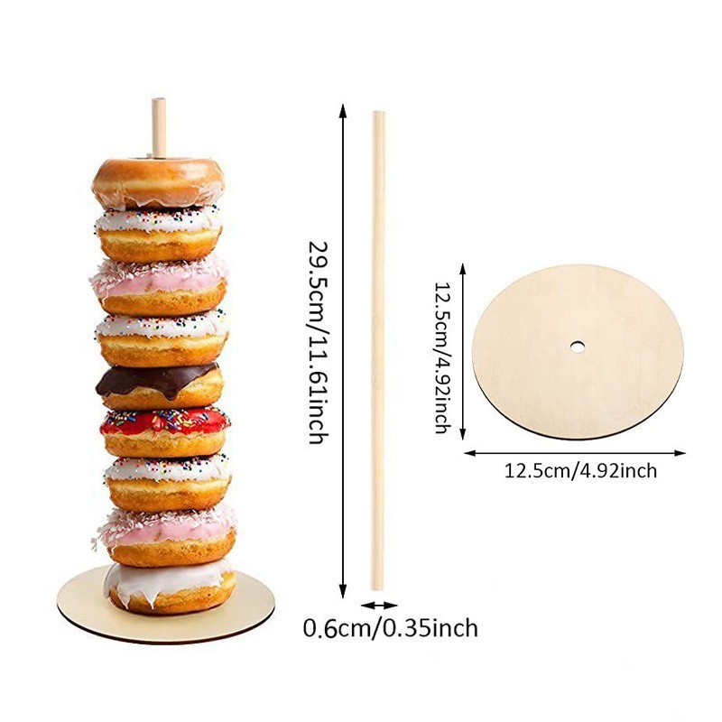 Wooden Donuts Wall Display Stand Holder Donut Sweets Doughnut Rack for ...