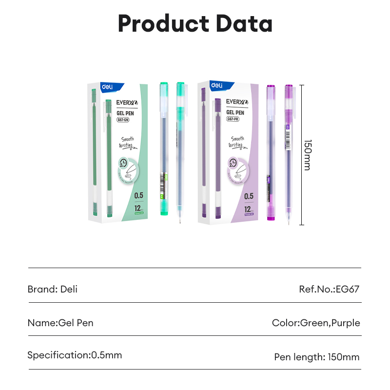 Deli EG67 Ballpen Neutral Pen 0.5mm Full Needle Tube Gel Pen | Shopee ...