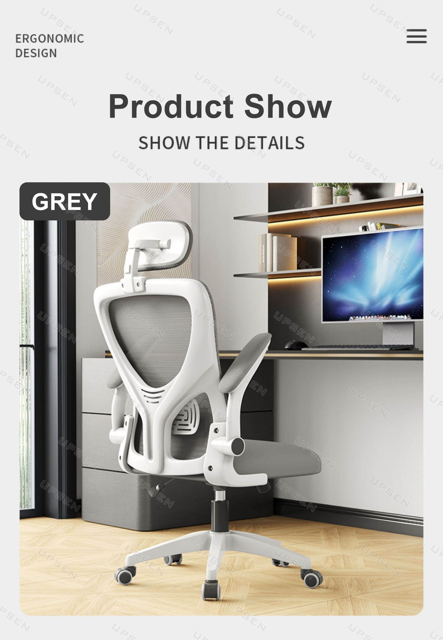 Ergonomic Office Computer Chair Study Chair | Adjustable Armrest 3D ...