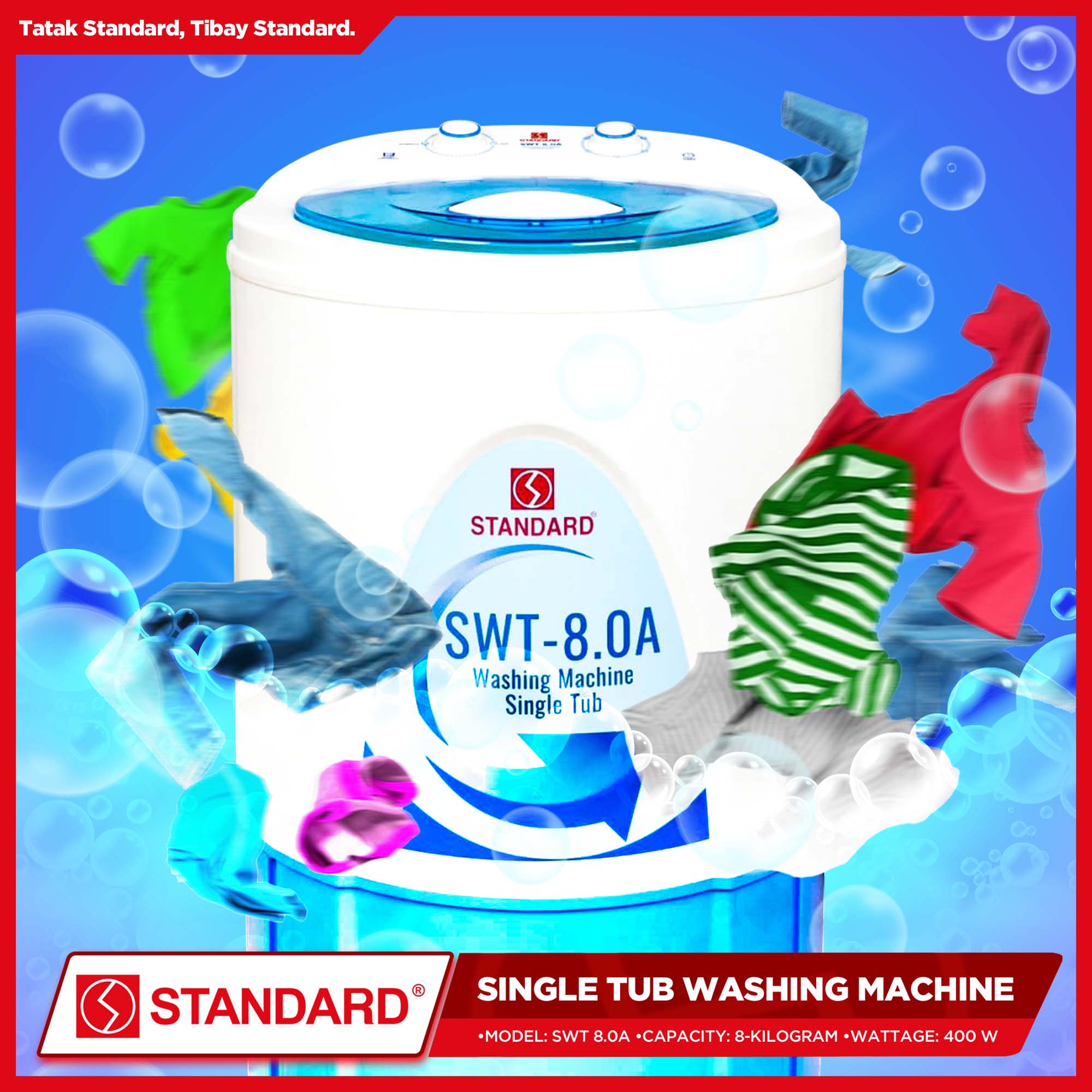 Standard Appliances SINGLE TUB Washing Machine SWT-8.0A / 8 KG Capacity ...