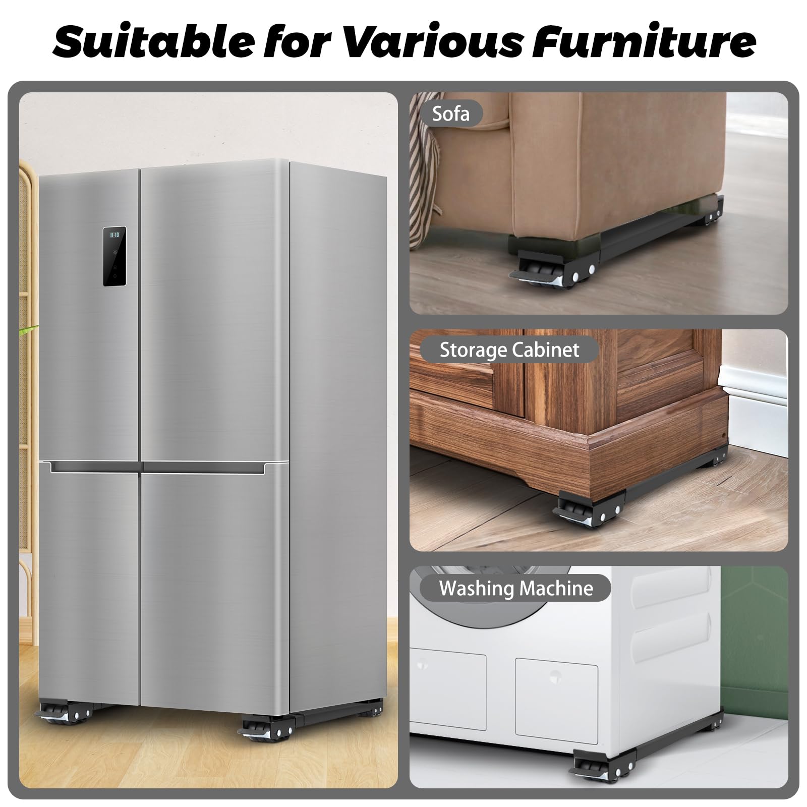 Heavy Duty Adjustable Washing Machine Mobile Stand Roller Base For ...