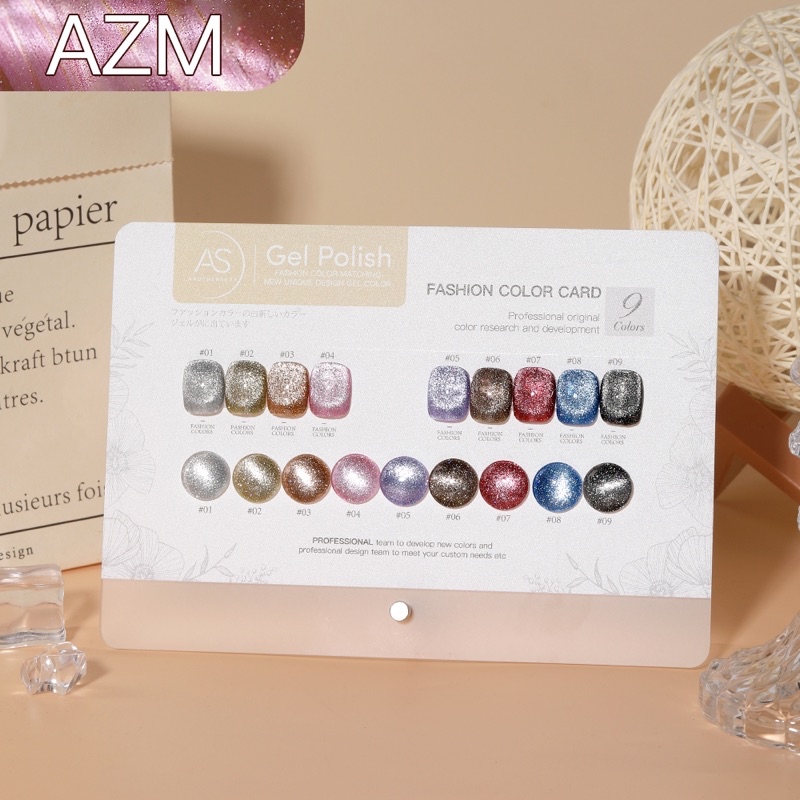 AS 9colors a set with color chart board various color gel polish cat ...