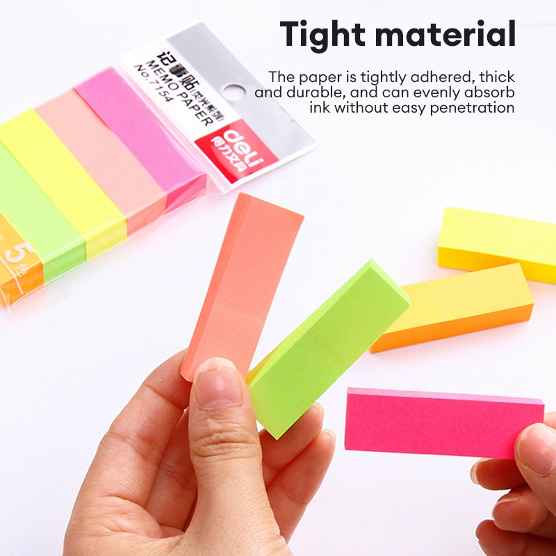Deli 500 Sheets Page Markers Sticky Note 50*15mm Multicolor Note Paper ...