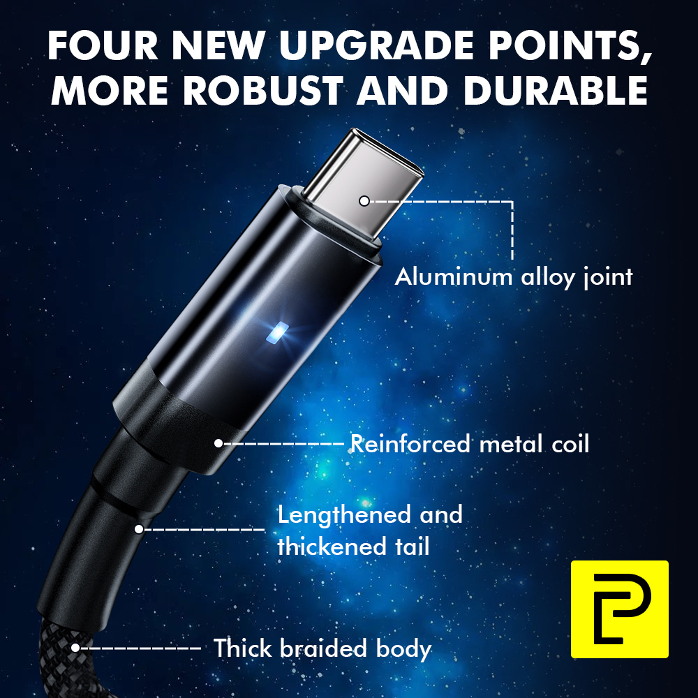 Popcorn X1 Cable USB-A To Type-C 100W 1.2M Data Cable Smart Power-off ...