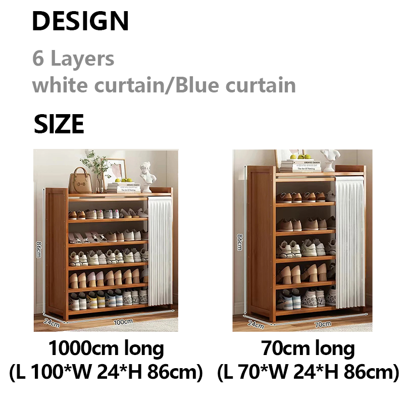 6 layers Shoe Rack Dust-proof Shoe Cabinet wooden storage organizer ...