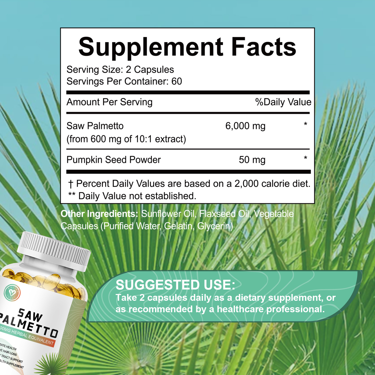Softher Saw Palmetto Capsules Support Anti Hair Loss Male Health ...