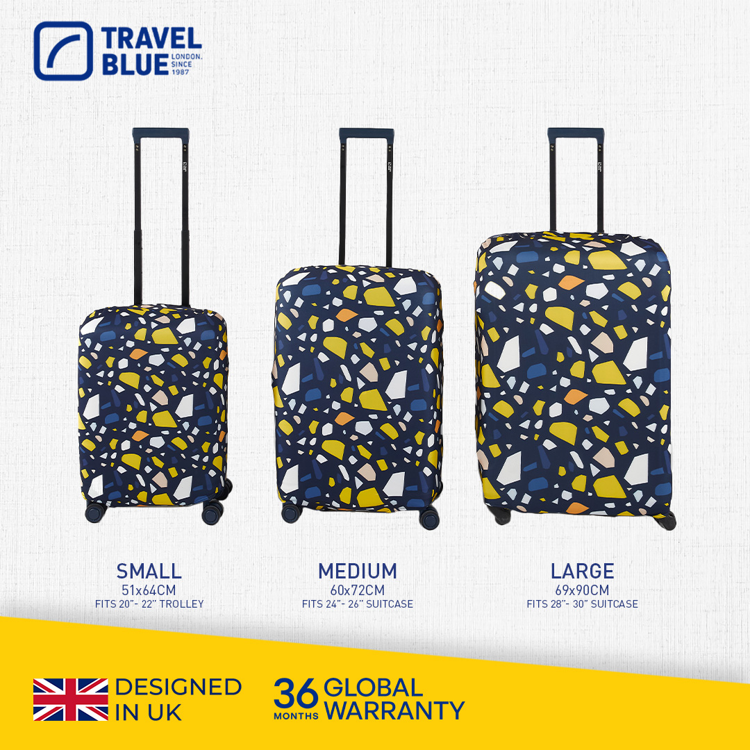 Travel Blue Luggage Cover - Terrazzo (Available in Small, Medium and ...